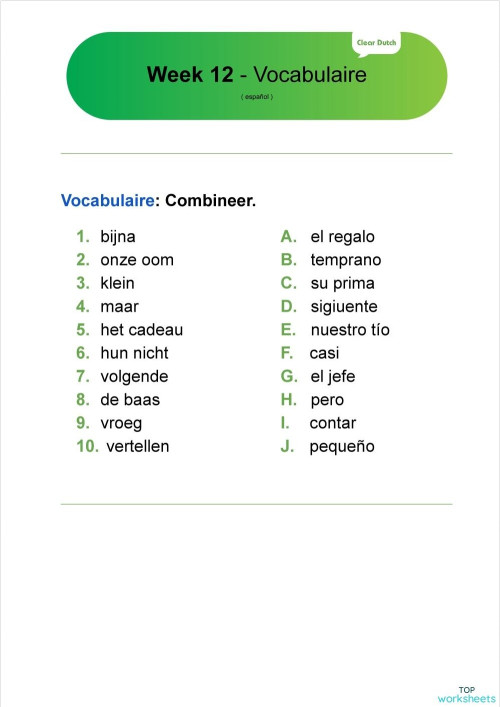 Interactive worksheets and online exercises in Netherlands | TopWorksheets