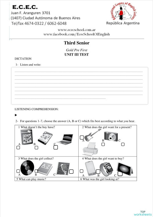 Test - Module 1. Interactive worksheet | TopWorksheets