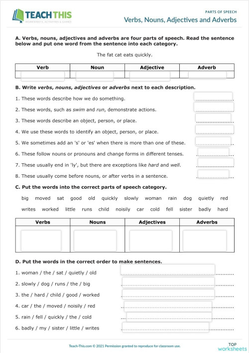 Language Exam Preparation- Word Classes ( Noun, verb, adjective, adverb ...