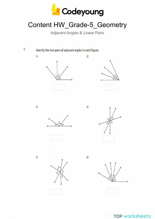 Adjacent Angles Worksheet