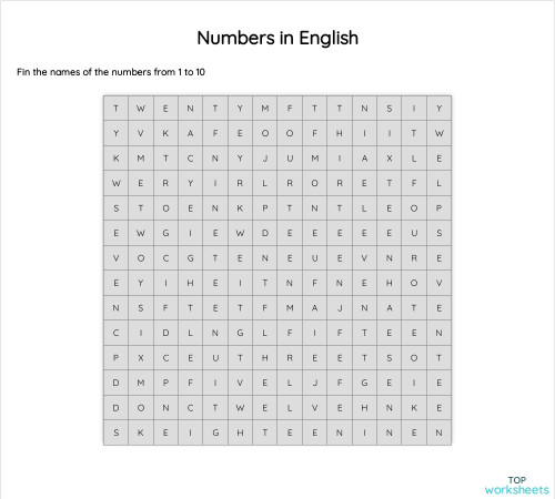 Numbers in English. Interactive worksheet | TopWorksheets