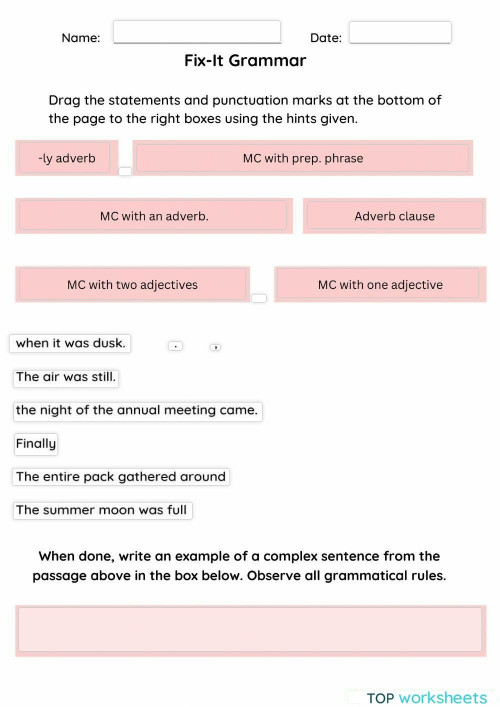Fix-It Grammar 1. Interactive worksheet | TopWorksheets