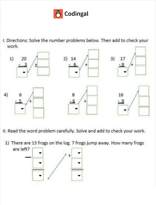 M_G02M07L34_WC02_Verifying Subtraction Using Addition. Interactive worksheet | TopWorksheets