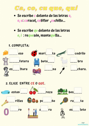 Actividad Letra C y Q. Ficha interactiva | TopWorksheets