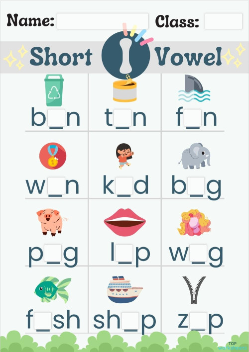 Short I vowel. Interactive worksheet | TopWorksheets