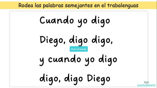 El trabalenguas. Ficha interactiva | TopWorksheets