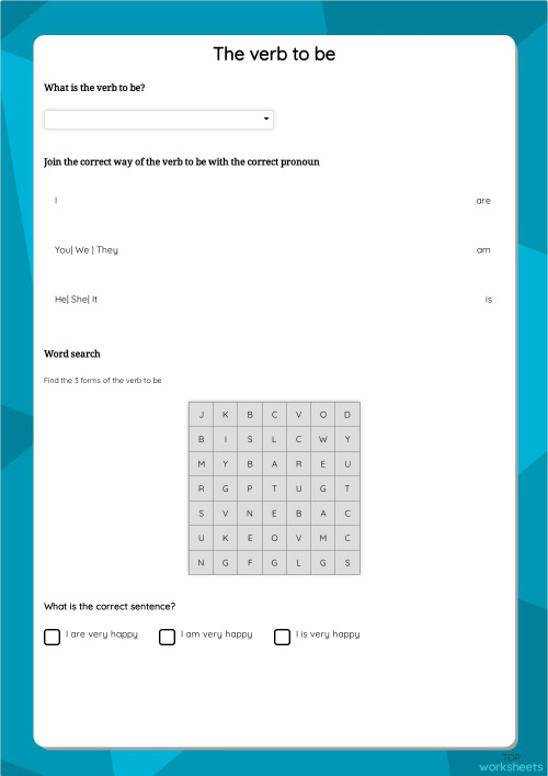 The verb to be. Interactive worksheet | TopWorksheets