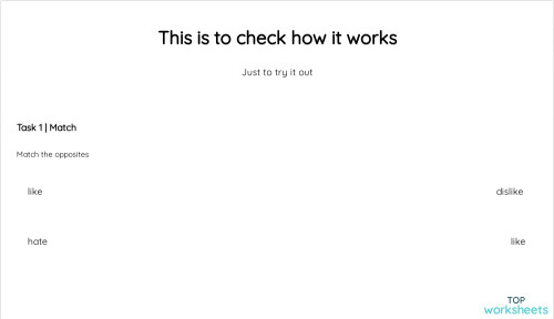 This is to check how it works. Interactive worksheet | TopWorksheets