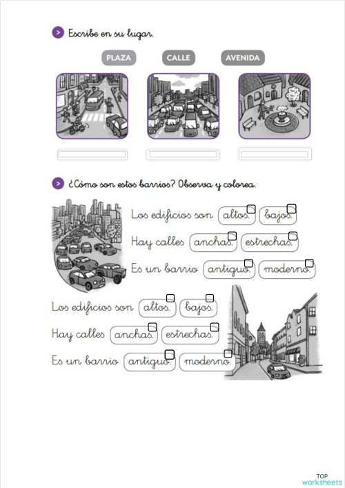 El barrio tema 3. Ficha interactiva | TopWorksheets