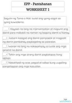 EPP Worksheet. Interactive worksheet | TopWorksheets