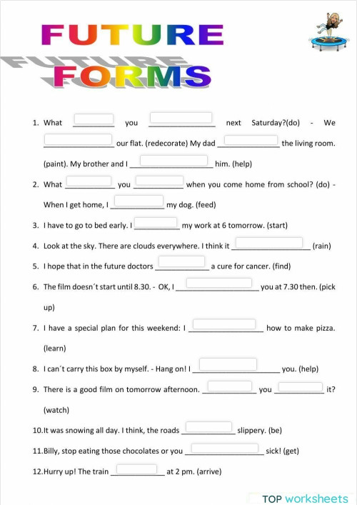 Future forms. Interactive worksheet | TopWorksheets