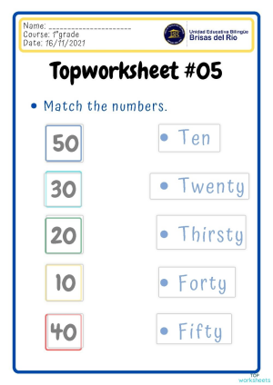 Topworskheet#05:Dictation of numbers: 2021-11-16. Interactive worksheet ...