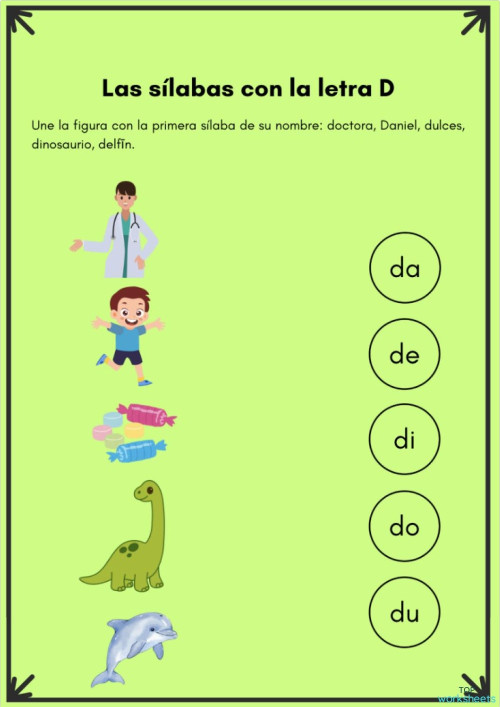 Las sílabas con la letra D. Ficha interactiva | TopWorksheets