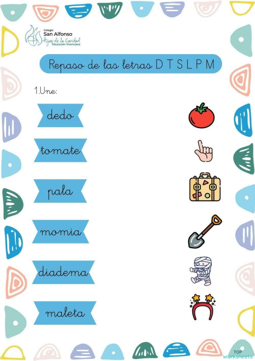Repaso de las letras: D T S L P M 1. Ficha interactiva | TopWorksheets