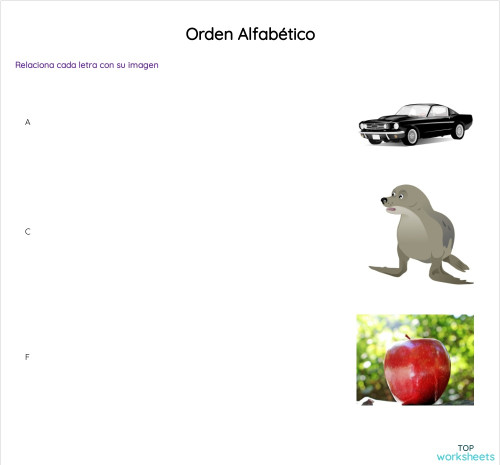 ORDEN ALFABÉTICO. Ficha interactiva | TopWorksheets