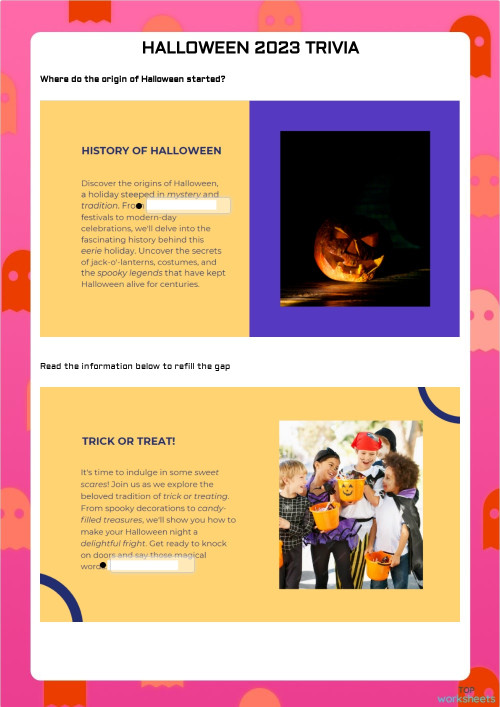HALLOWEEN 2023 TRIVIA. Interactive worksheet | TopWorksheets