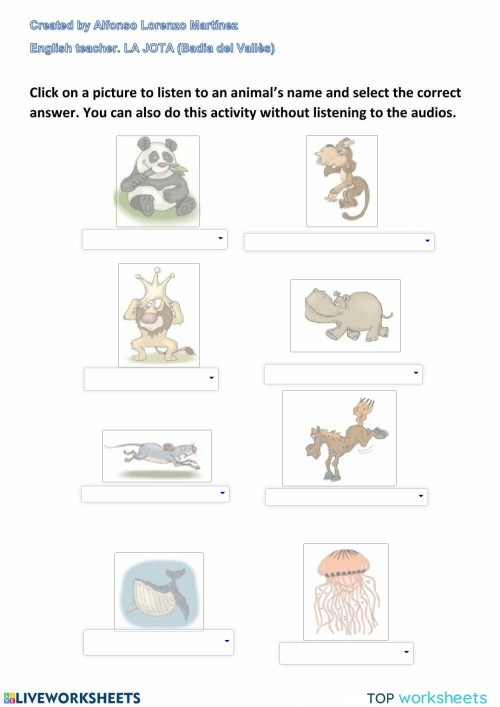 Listening: Animals 03. Interactive worksheet | TopWorksheets