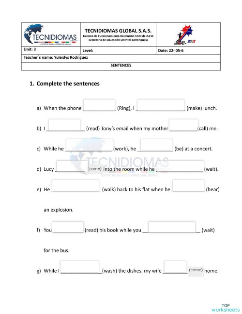 Past and past Con. Interactive worksheet | TopWorksheets