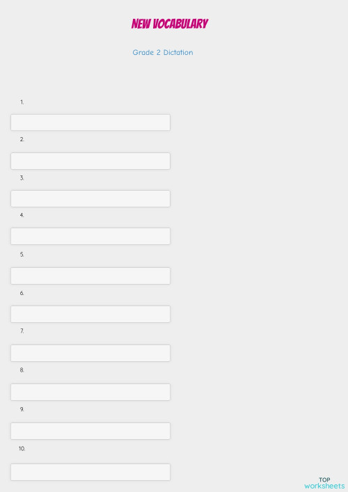 Grade 2 Dictation. Interactive worksheet | TopWorksheets