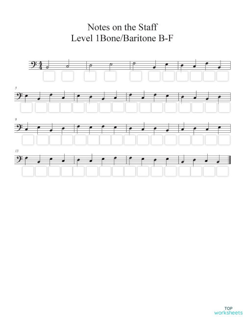 Trombone Level 1 (Notes). Interactive worksheet | TopWorksheets