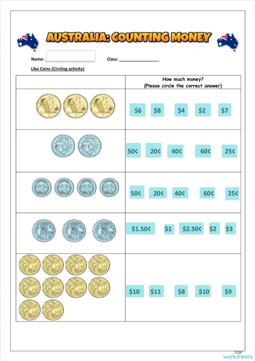 Counting Money. Interactive worksheet | TopWorksheets
