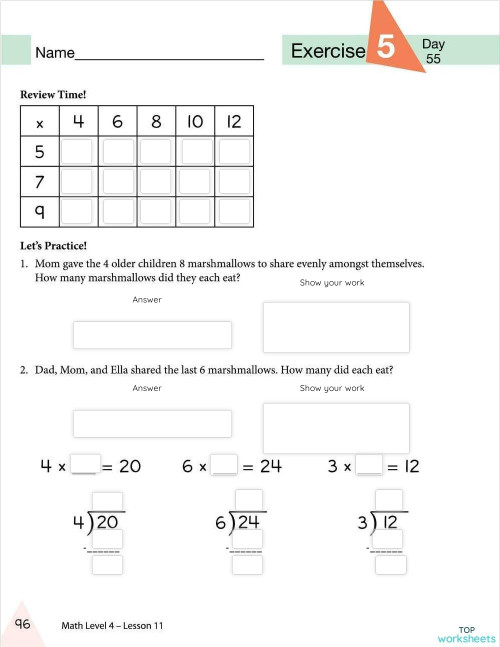 Lesson 11: Exercise 5 Pg 96. Interactive worksheet | TopWorksheets