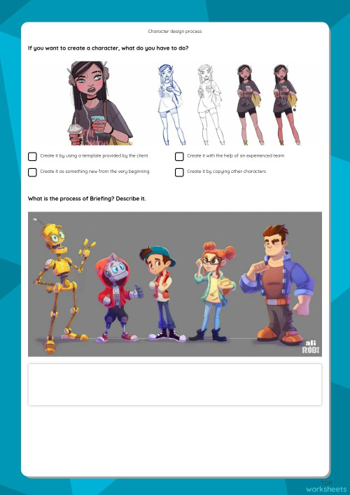 Character design process. Interactive worksheet | TopWorksheets