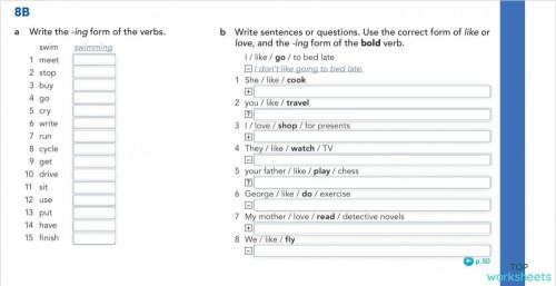 8B Beginner grammar bank. Interactive worksheet | TopWorksheets