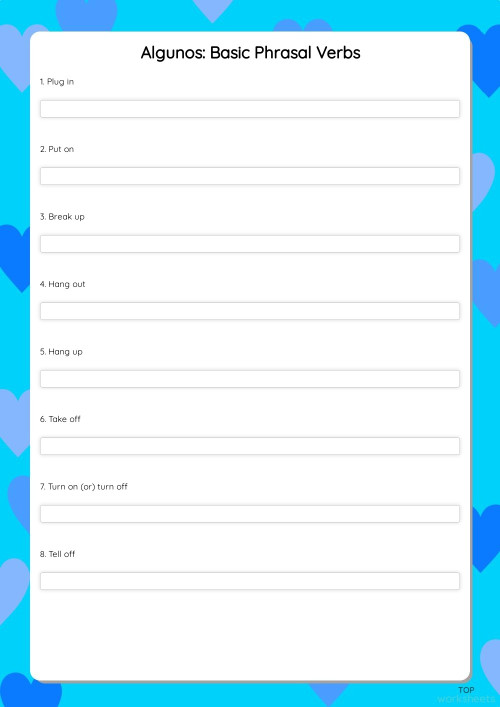 Algunos: Basic Phrasal Verbs. Interactive worksheet | TopWorksheets