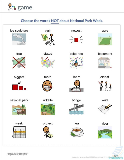 N2Y - National Parks - CompA. Interactive worksheet | TopWorksheets