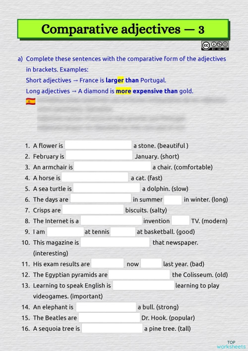 Comparative adjectives 3. Interactive worksheet | TopWorksheets