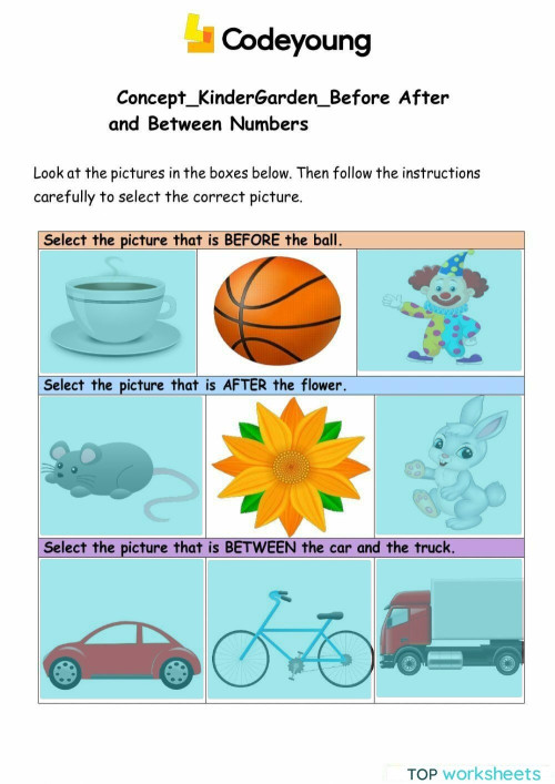 Before and after free. Interactive worksheet | TopWorksheets
