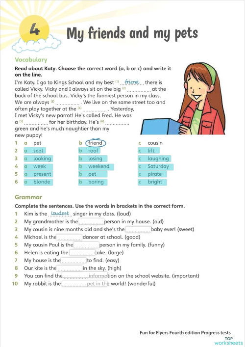 Fun for flyers: "My friends and my pets!" Test 4. Interactive worksheet ...