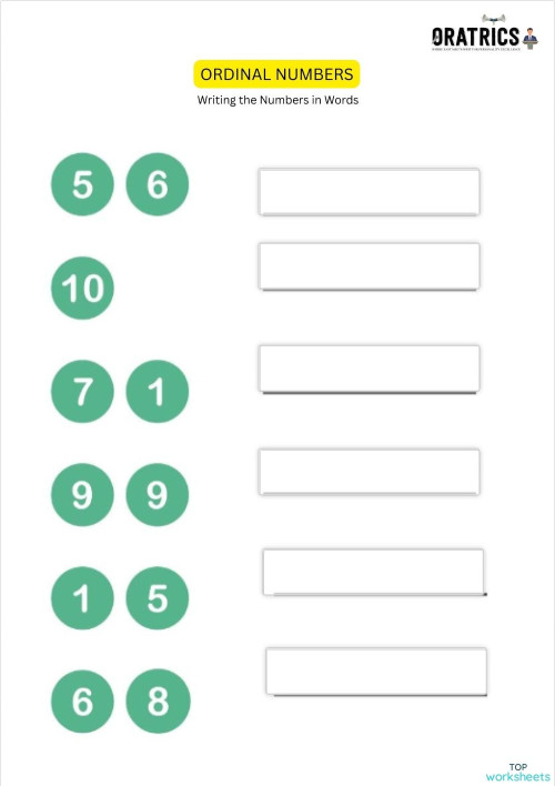 ORDINAL NUMBERS Writing. Interactive worksheet | TopWorksheets