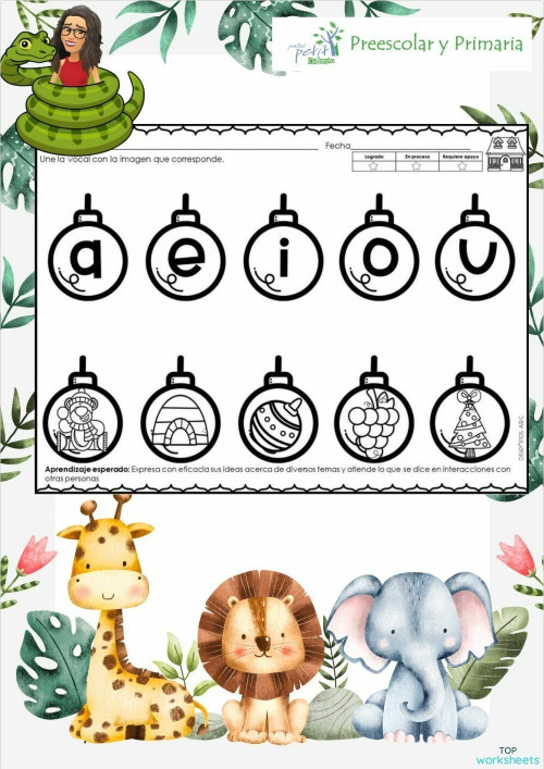Vocales: fichas interactivas y ejercicios online | TopWorksheets
