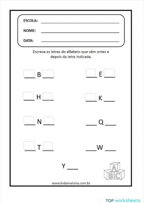 Complete as letras. Ficha interativa | TopWorksheets