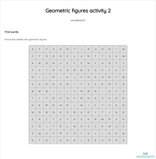 Geometric figures activity 2. Interactive worksheet | TopWorksheets
