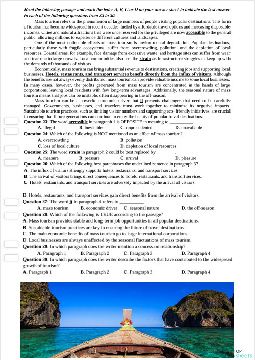 READING MULTIPLE CHOICE 02. Interactive worksheet | TopWorksheets