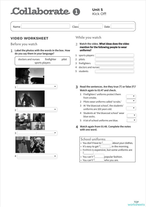 Collaborate 1 - Kick-Off 5. Interactive worksheet | TopWorksheets