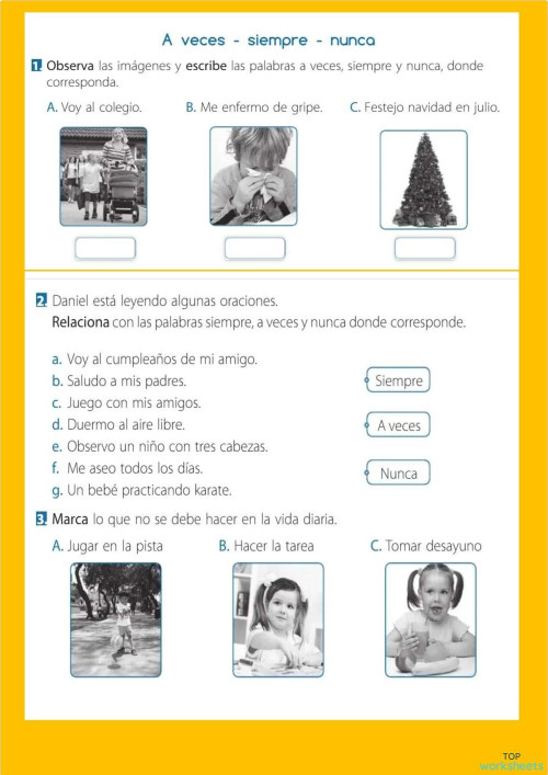 Probabilidad: siempre, a veces o nunca 2. Ficha interactiva | TopWorksheets