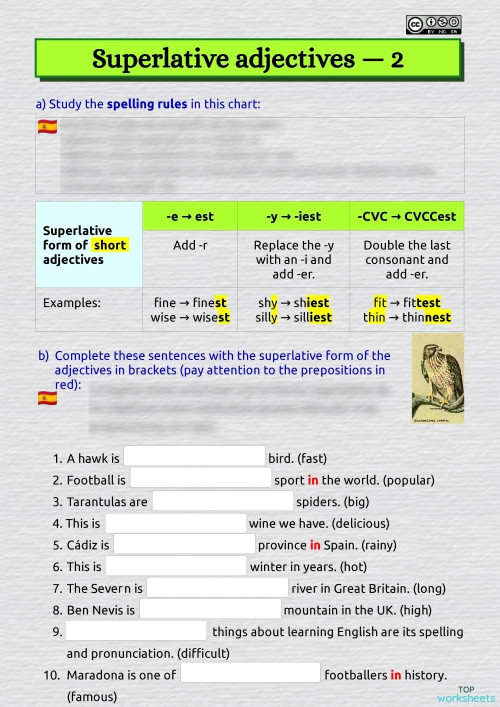 Superlative adjectives 2. Interactive worksheet | TopWorksheets