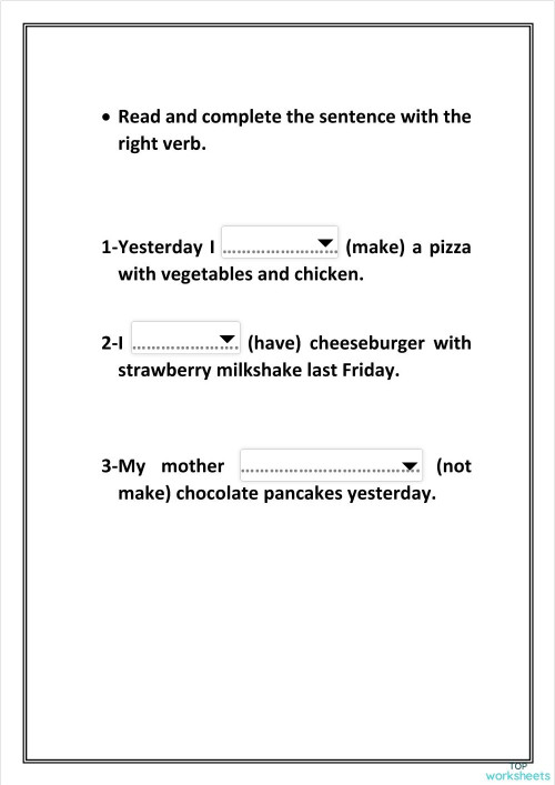 Past Simple Affirmative Negative. Interactive worksheet | TopWorksheets