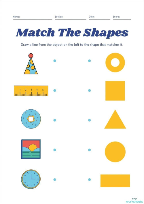 match the shapes ใบงานเชิงโต้ตอบ | TopWorksheets
