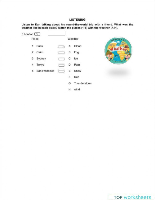 Around the world - Listening Exercise. Interactive worksheet | TopWorksheets