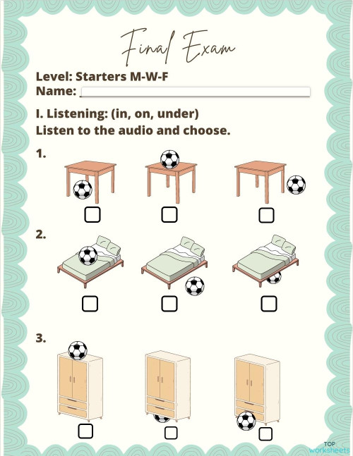 FINAL EXAM - STARTERS 240923. Interactive worksheet | TopWorksheets