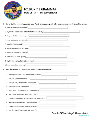HOW OFTEN - FREQUENCY TIME EXPRESSIONS. Interactive worksheet ...
