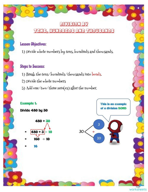 Yr 5C Division by tens, hundreds and thousands. Interactive worksheet ...