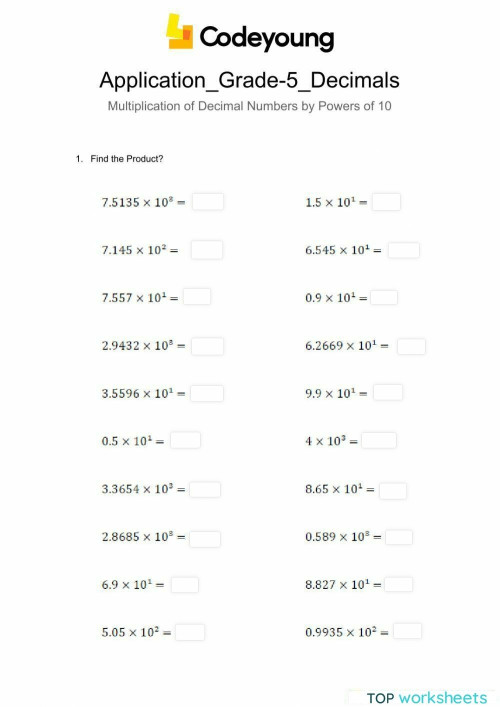 Application-Multiplication of Decimal Numbers by Powers of 10 ...