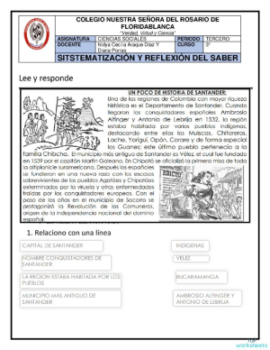DEPARTAMENTO DE SANTANDER. Ficha interactiva | TopWorksheets