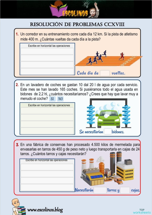 Matemáticas. Resolución de problemas XIX. Ficha interactiva | TopWorksheets